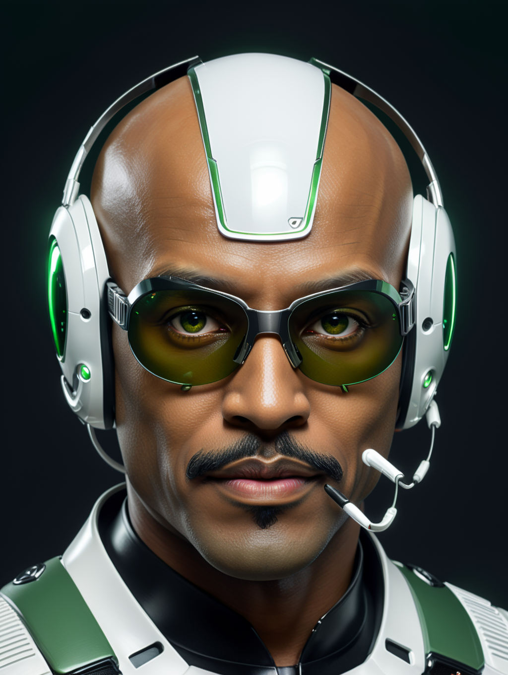 Premium Free ai Images | bald black man wearing white psvr gray goatee ...