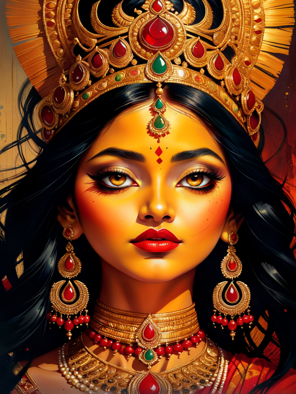 Premium Free ai Images | maa durga bengal rich beautiful red and golden ...