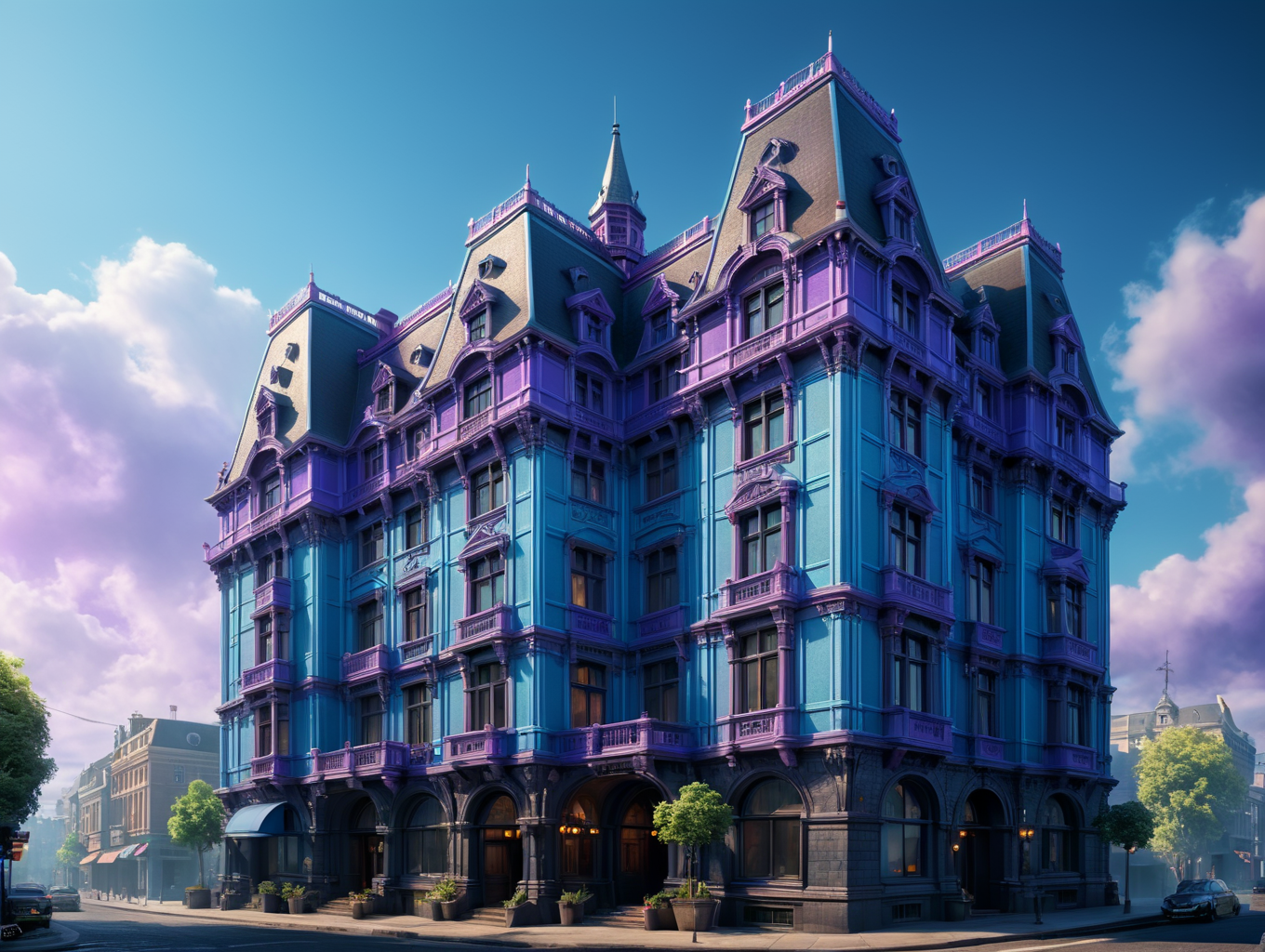 Premium Free ai Images | make realistic building with the letter color ...