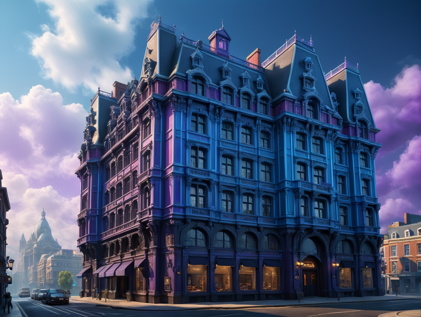 Premium Free ai Images | make realistic building with the letter color ...