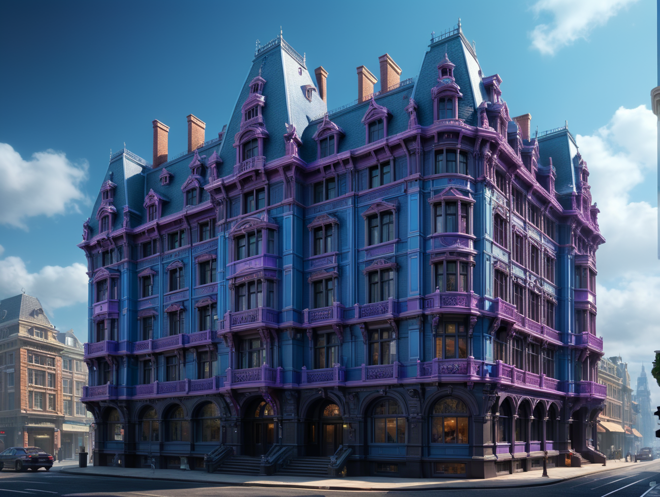 Premium Free ai Images | make realistic building with the letter color ...