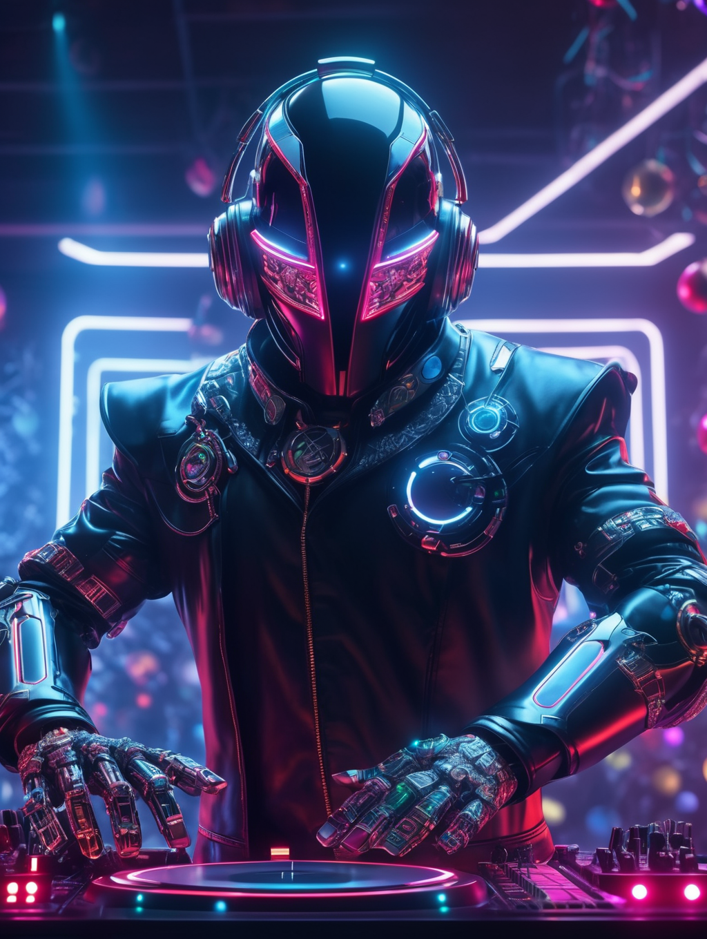 Premium Free ai Images | dj terminator santa claus at nightclub party ...