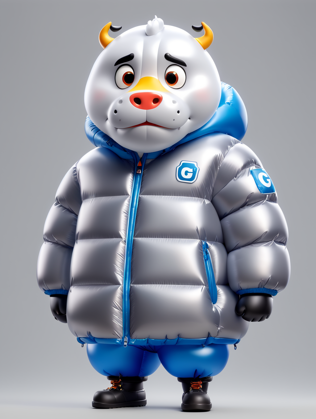 Premium Free ai Images | portrait of little bull inflatable white ...