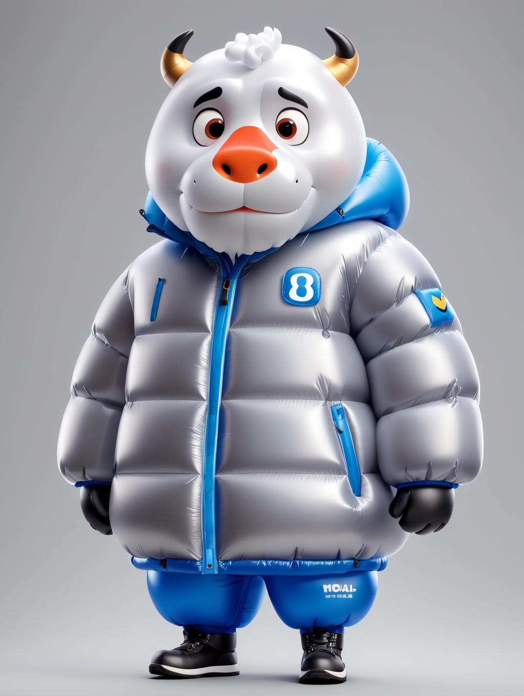 Premium Free ai Images | portrait of little bull inflatable white ...