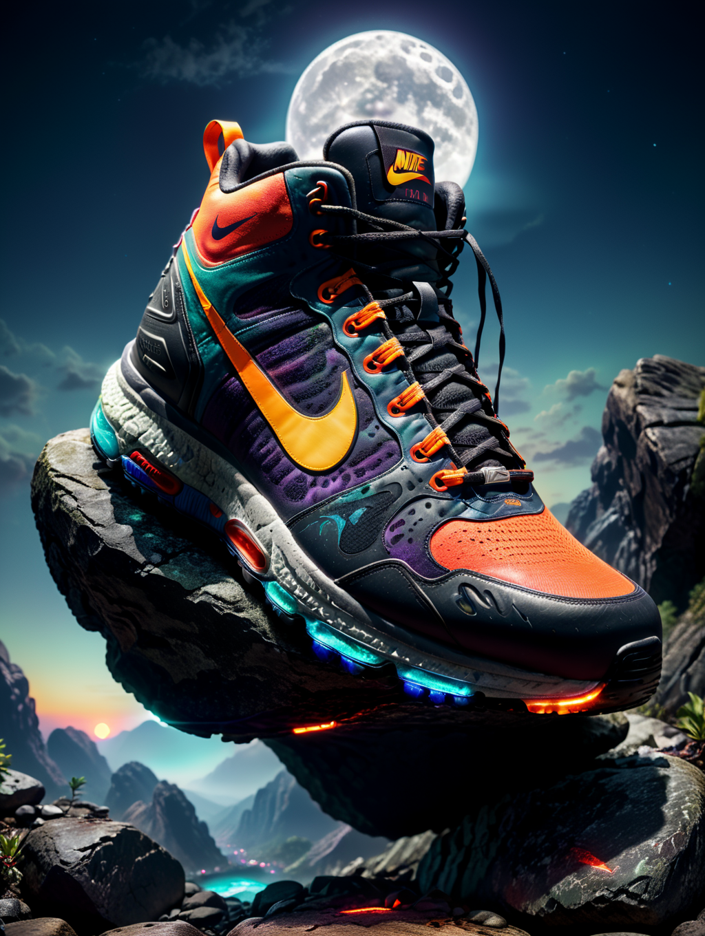 Premium Free ai Images | illustration of nike sports shoe in neon ...