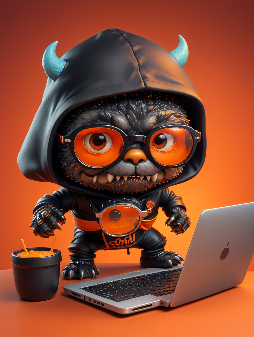Premium Free ai Images | mascot monster typing laptop cute mascot ...