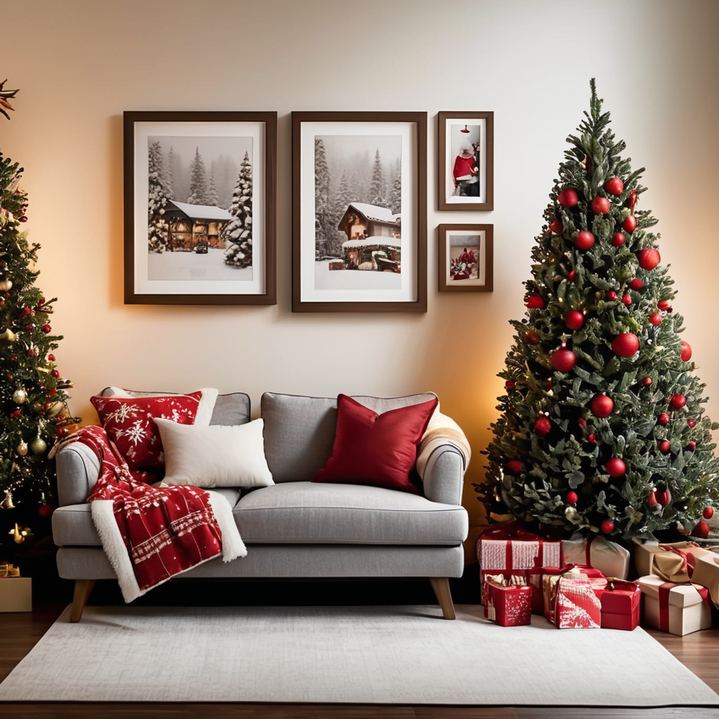 Premium Free ai Images | christmas decor festive frames holiday room ...