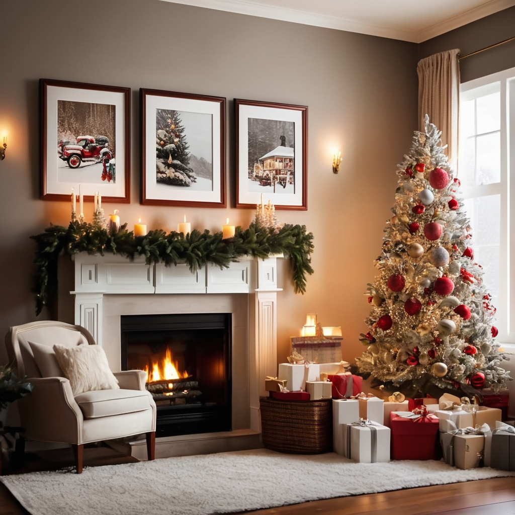 Premium Free ai Images | christmas decor festive frames holiday room ...