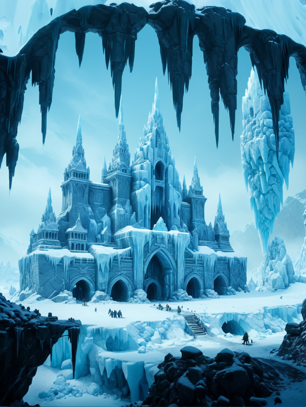 Premium Free ai Images | simple ice village with big ice pillars ...