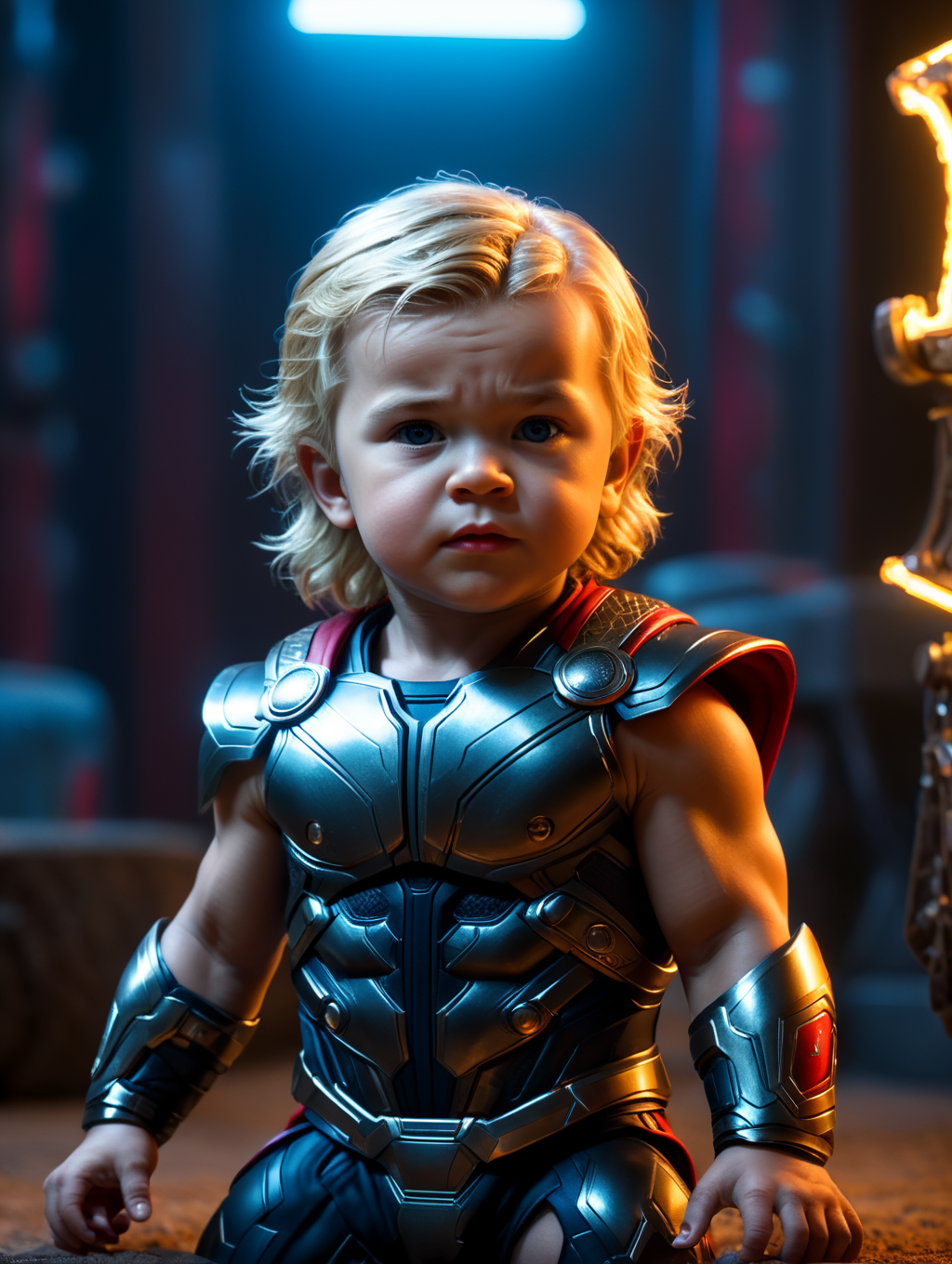 Premium Free ai Images | baby version of thor marvel with blonde hair ...