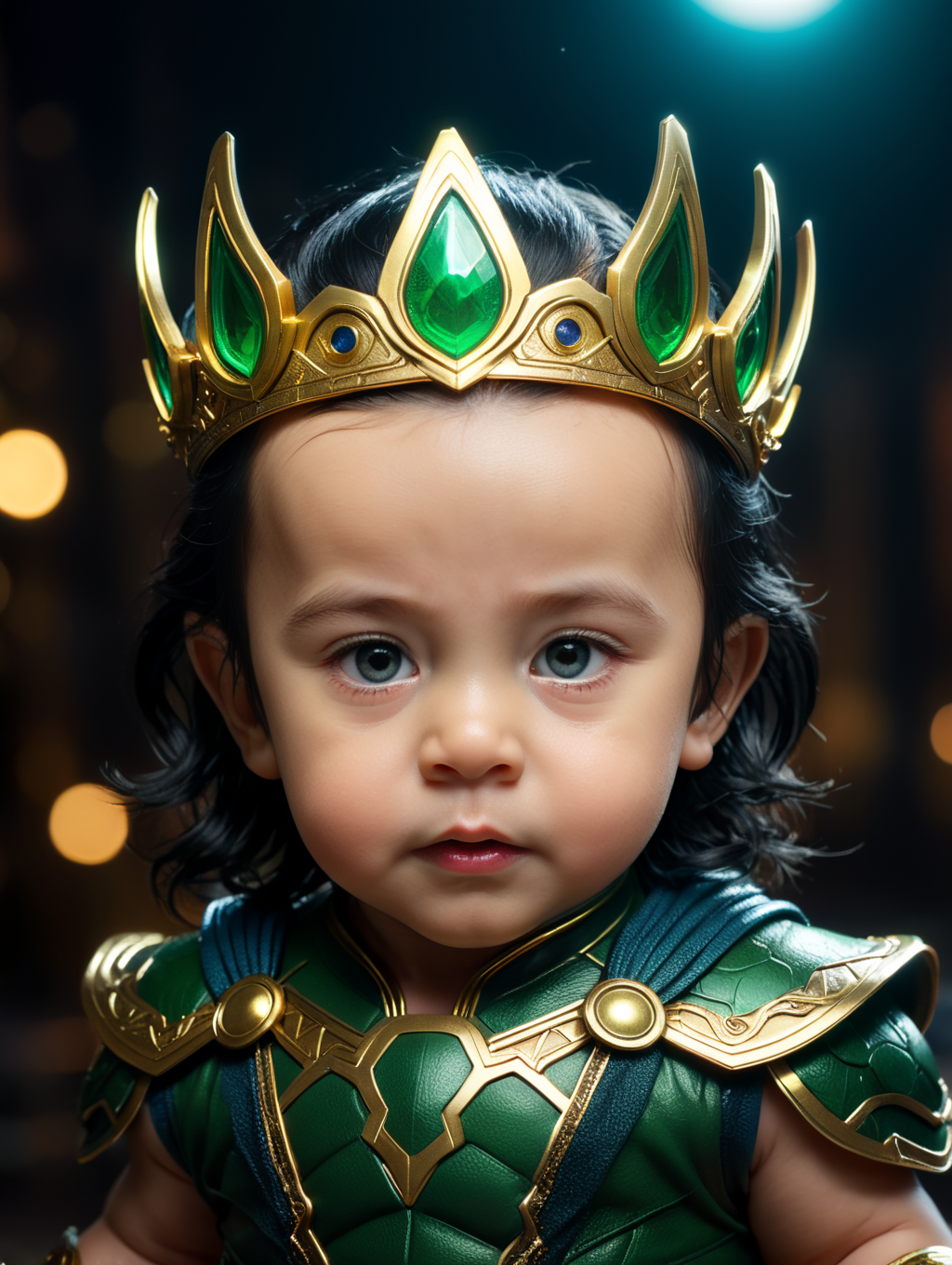 Premium Free ai Images | baby version of loki marvel with black hair ...
