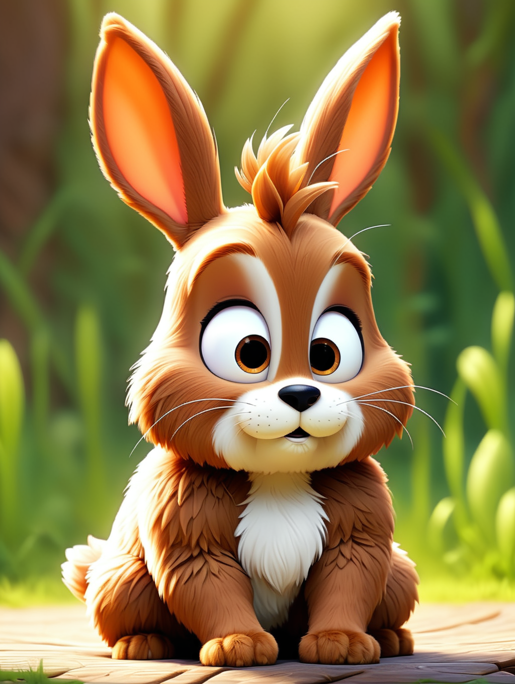 Premium Free ai Images | brown fluffy rabbit cartoon comic style