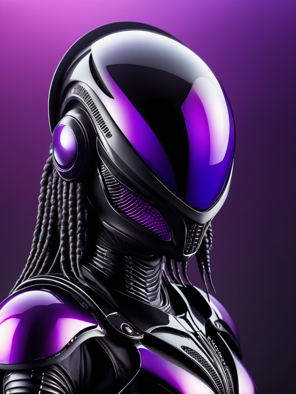 Premium Free ai Images | xenomorph with dreadlocks black suit elegant ...