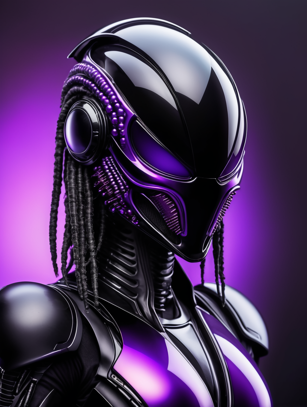 Premium Free ai Images | xenomorph with dreadlocks black suit elegant ...