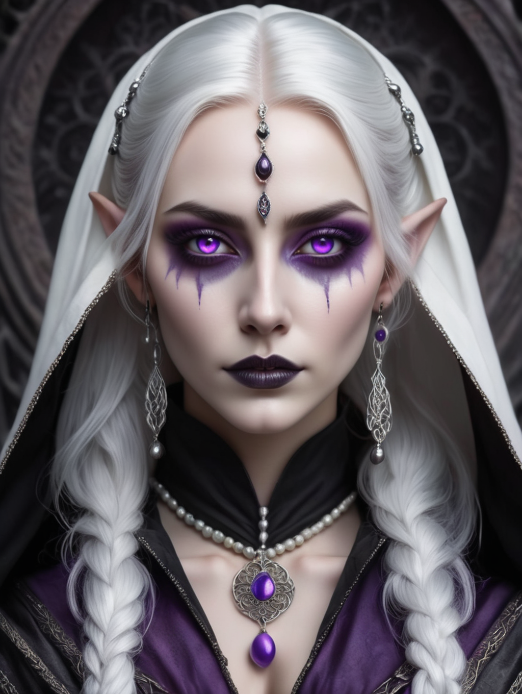 Premium Free ai Images | stunning elven drow woman with purple skin ...