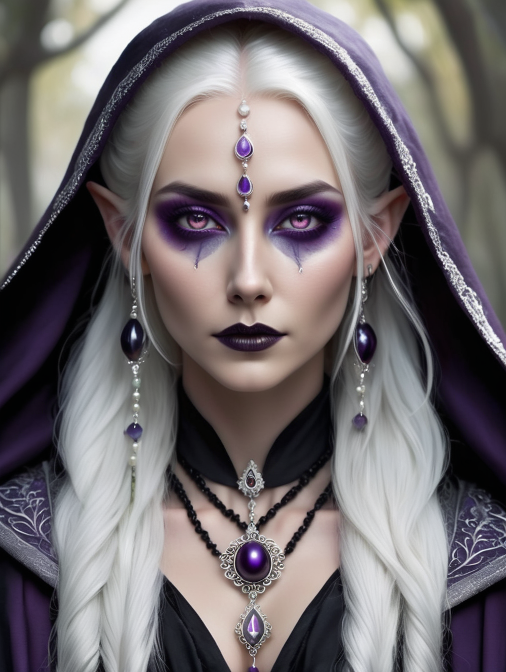 Premium Free ai Images | stunning elven drow woman with purple skin ...