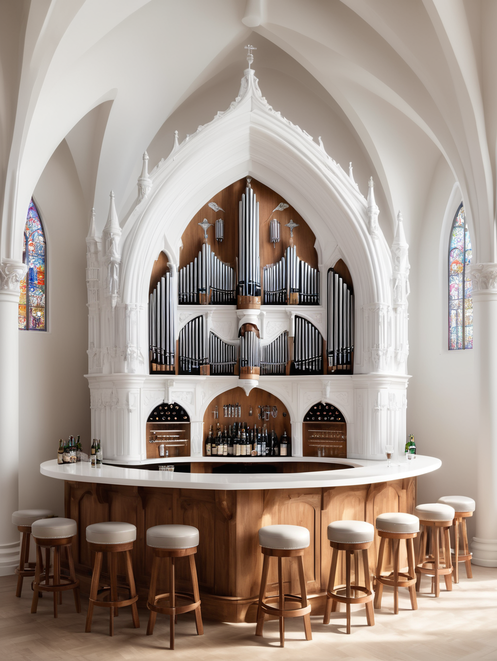 Premium Free ai Images | theme for bar using cathedral organ create ...