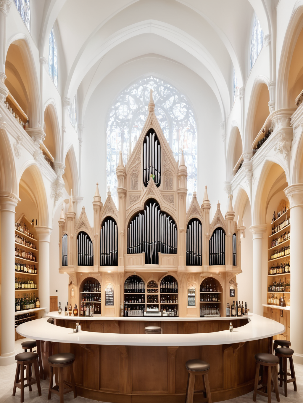 Premium Free ai Images | theme for bar using cathedral organ create ...