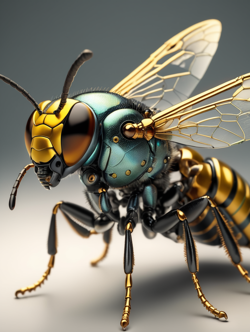 Premium Free ai Images | realistic mechanical wasp vespula germanica ...