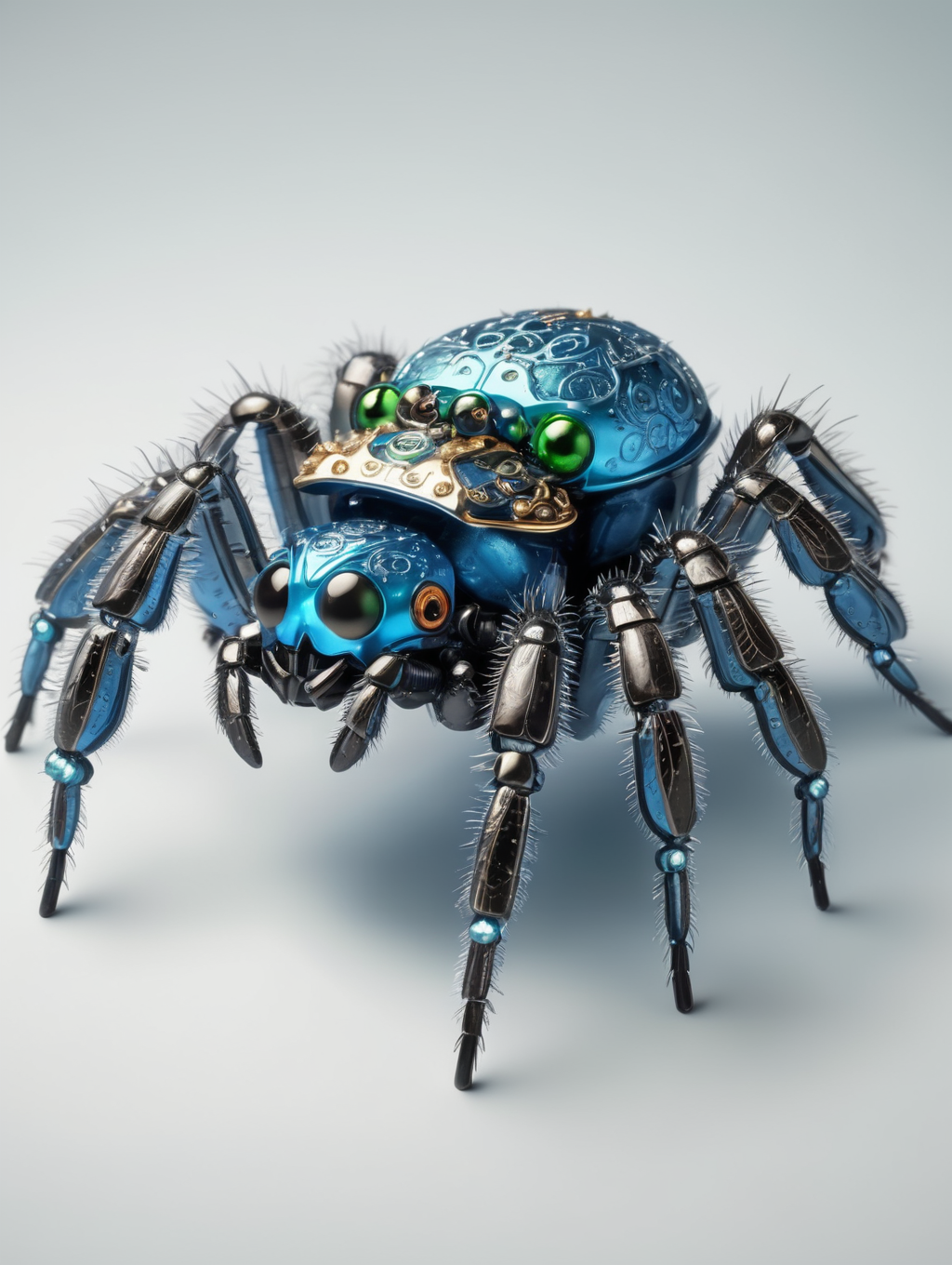Premium Free ai Images | realistic mechanical jumping spider plexippus ...