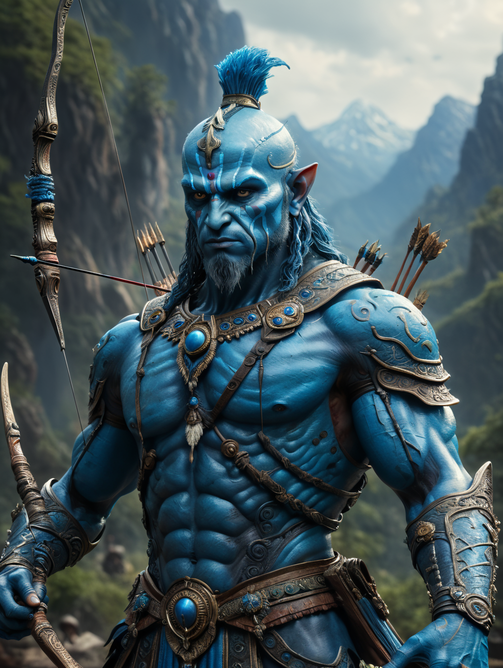 Premium Free ai Images | blue human rama with bow