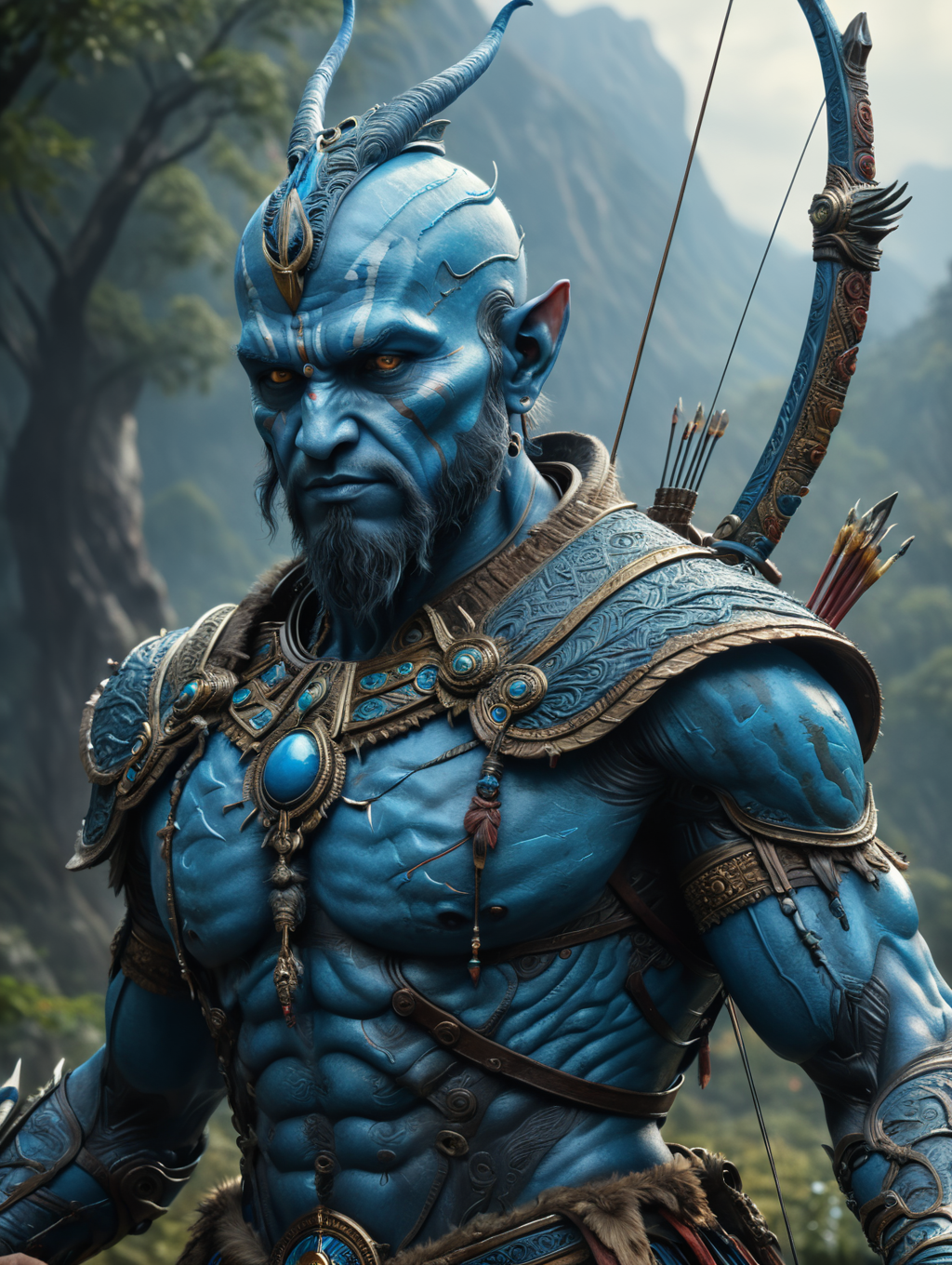 Premium Free ai Images | blue human rama with bow