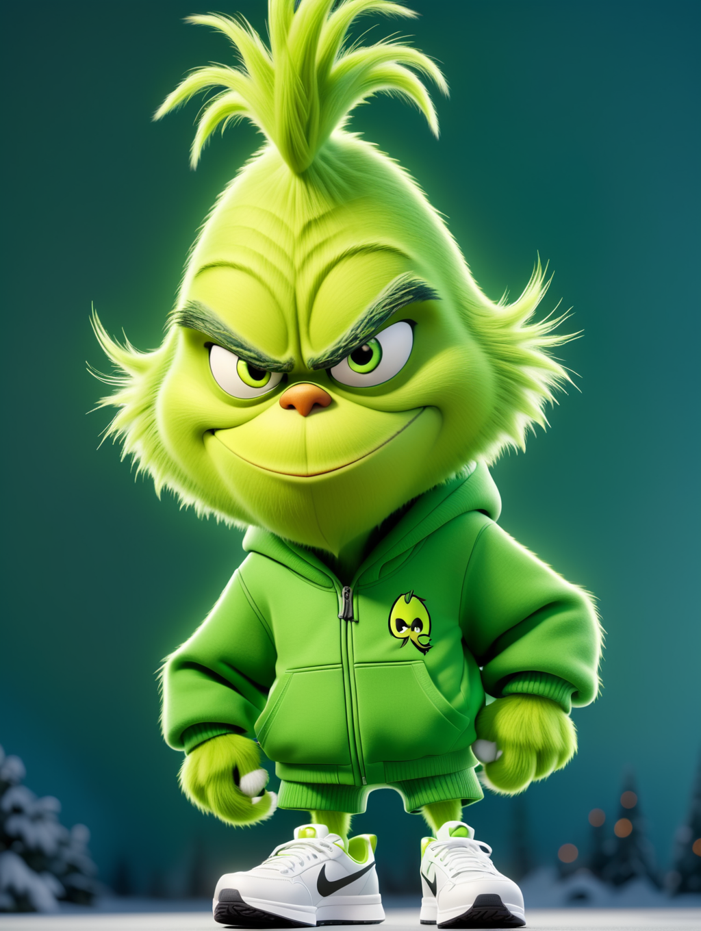 Premium Free ai Images | grinch wearing hoodie and nike shoes