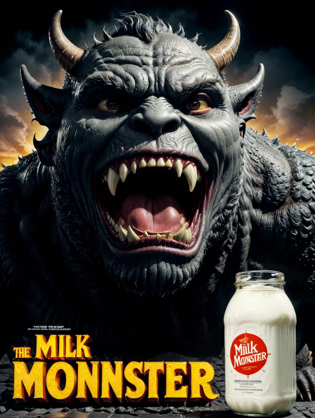 Premium Free ai Images | vintage movie poster of milk monster