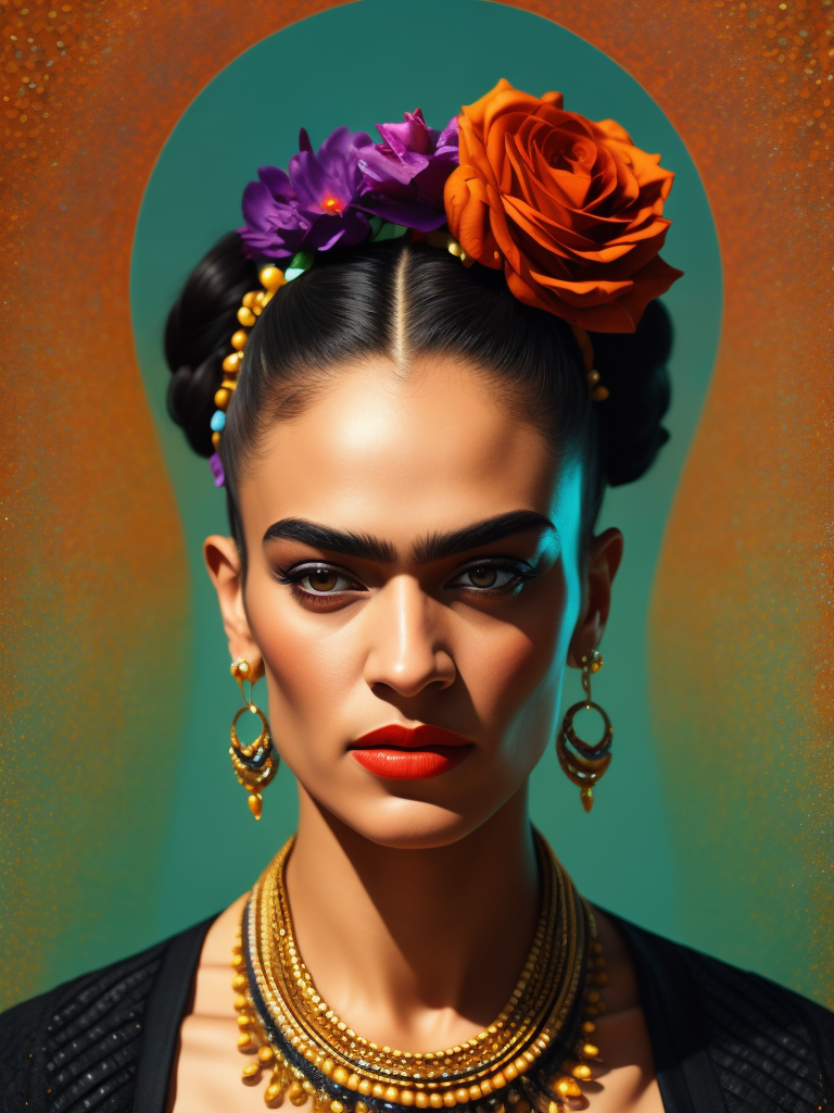 Premium Free ai Images | portrait of frida kahlo bright and saturated ...