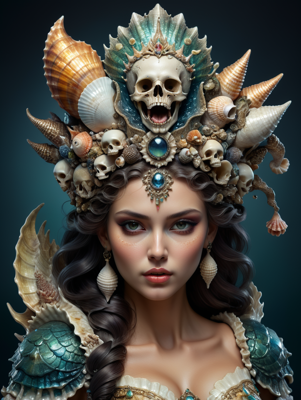 Premium Free ai Images | beautiful siren with seashell crown and scales ...