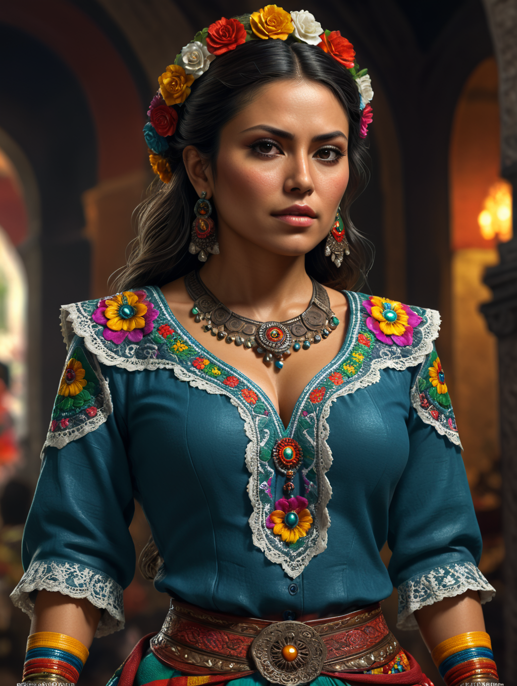 Premium Free ai Images | mexican woman normal clothing full body