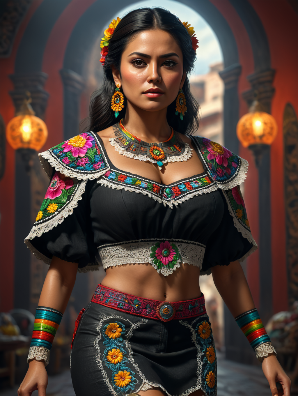 Premium Free ai Images | mexican woman normal clothing full body