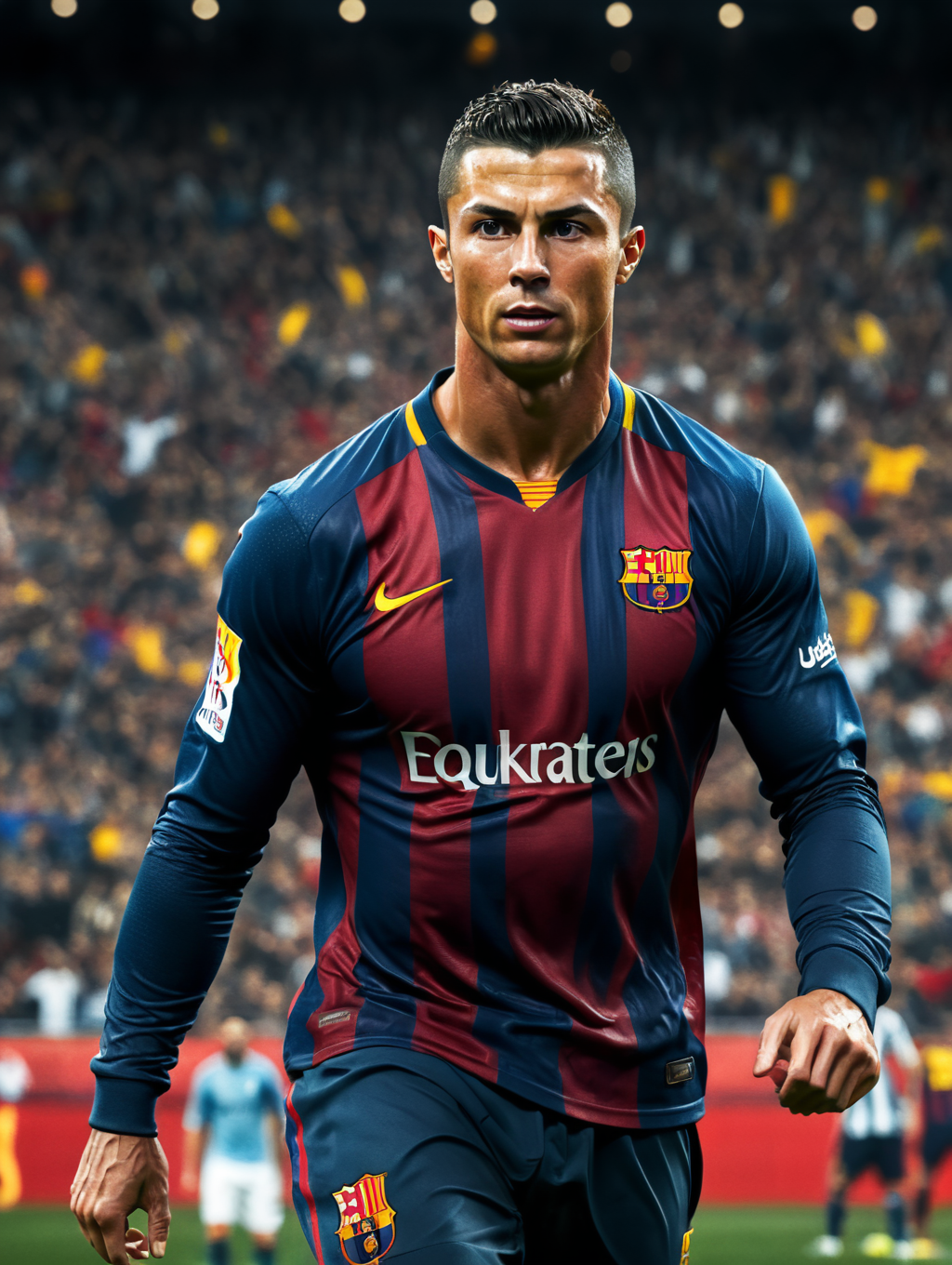 Premium Free ai Images | cristiano ronaldo in barcelona ultra