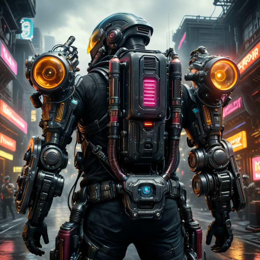 Premium Free ai Images | cyberpunk jetpack