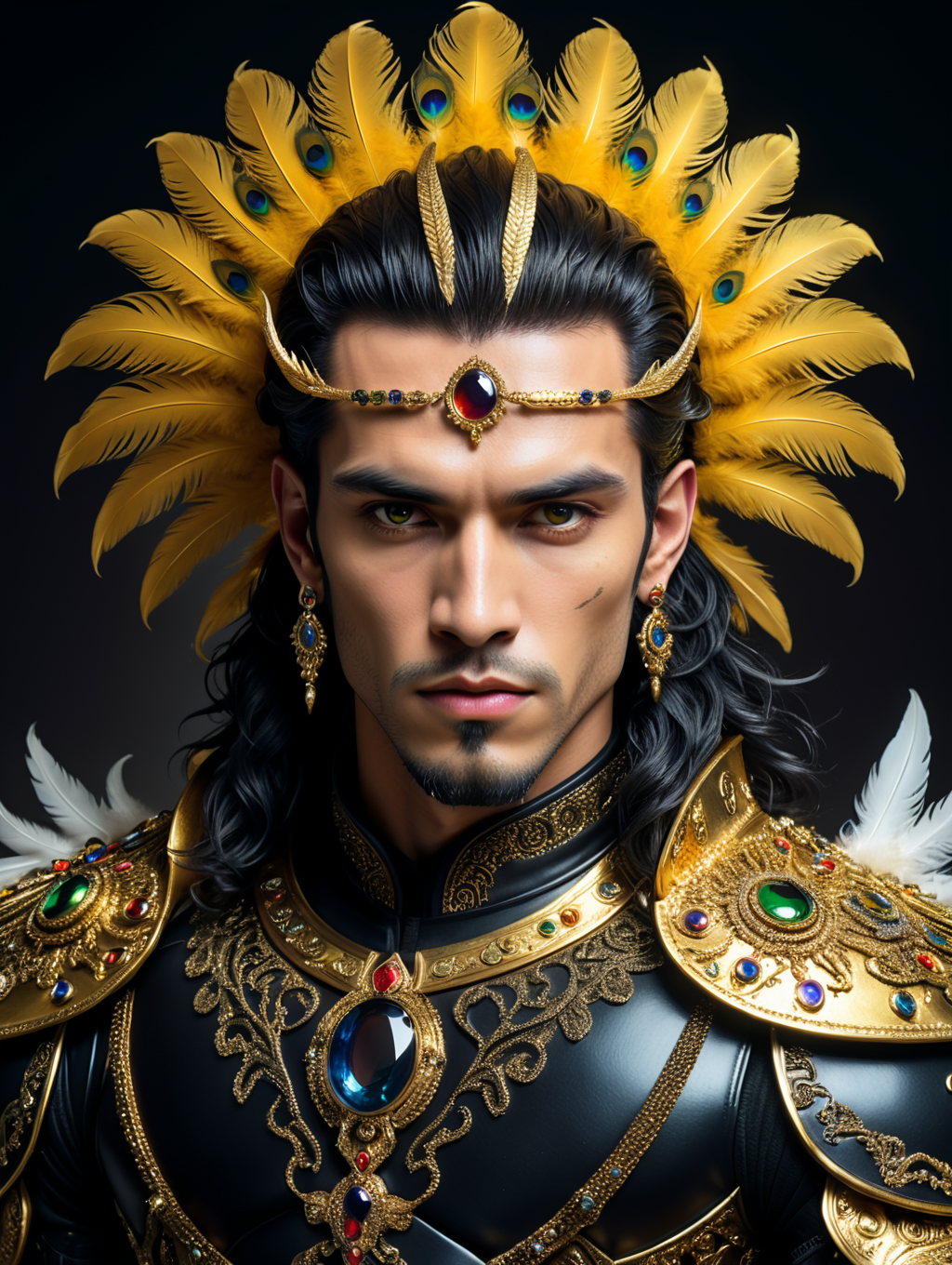 Premium Free ai Images | cardan has curly iridescent midnight hair and ...