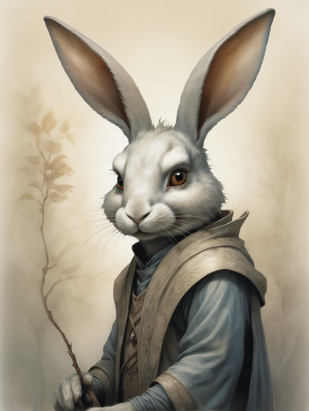 Premium Free ai Images | bunny character in the style of brian froud