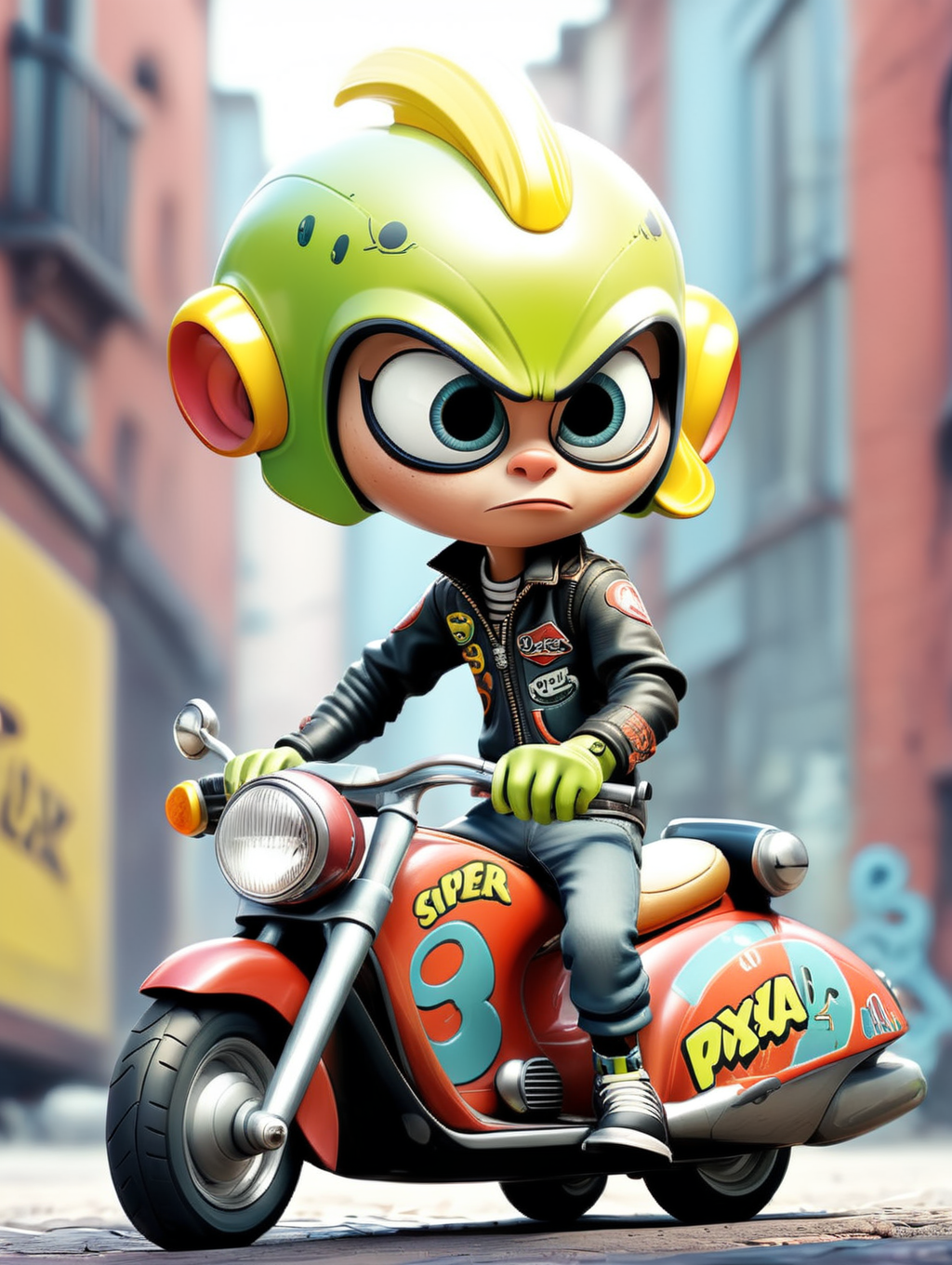 Premium Free ai Images | alien biker super speed racer vespa scooter ...