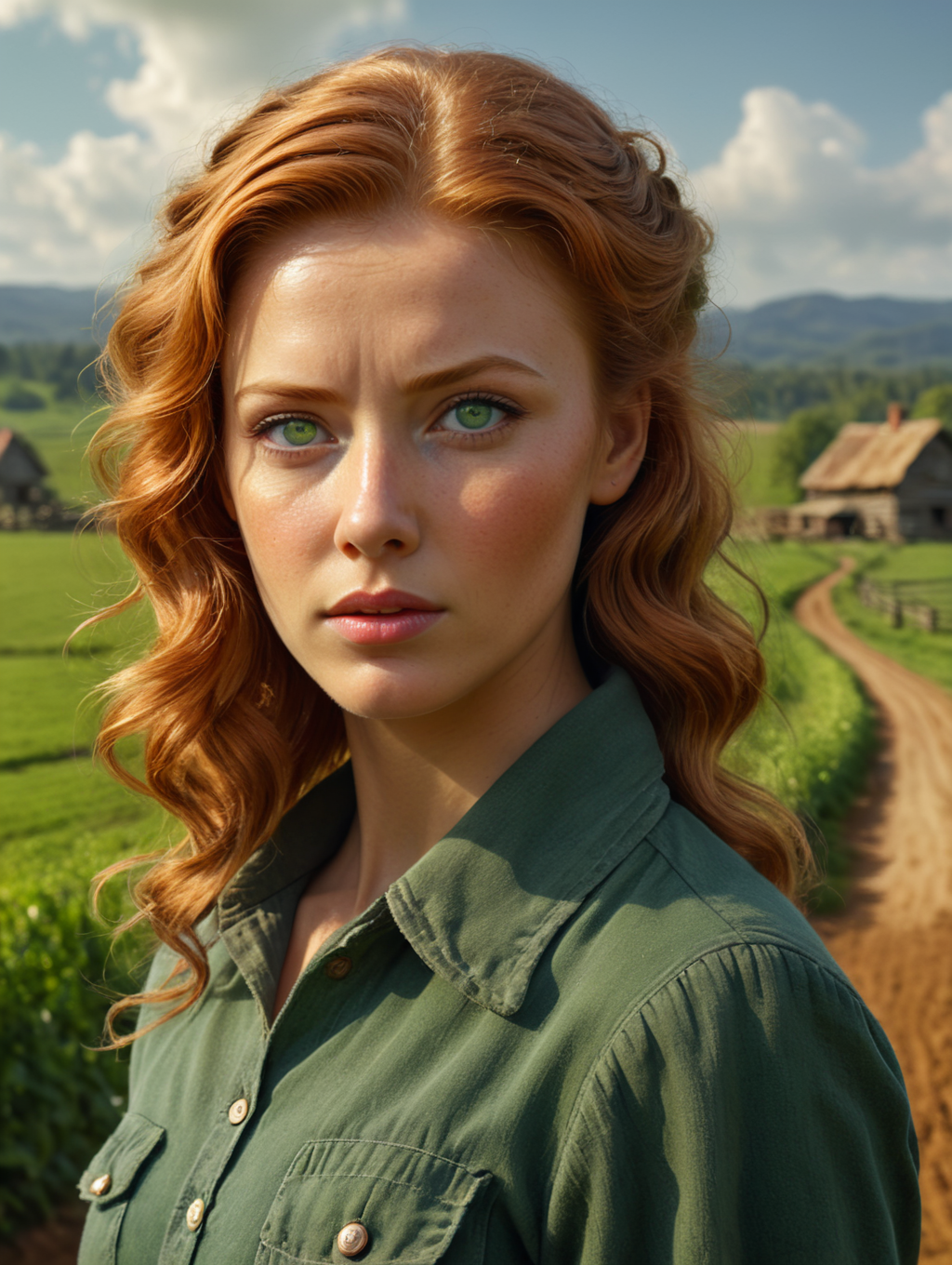 Premium Free ai Images | woman in her late with ginger hair no makeup ...