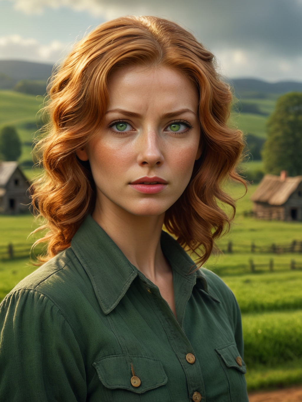 Premium Free ai Images | woman in her late with ginger hair no makeup ...