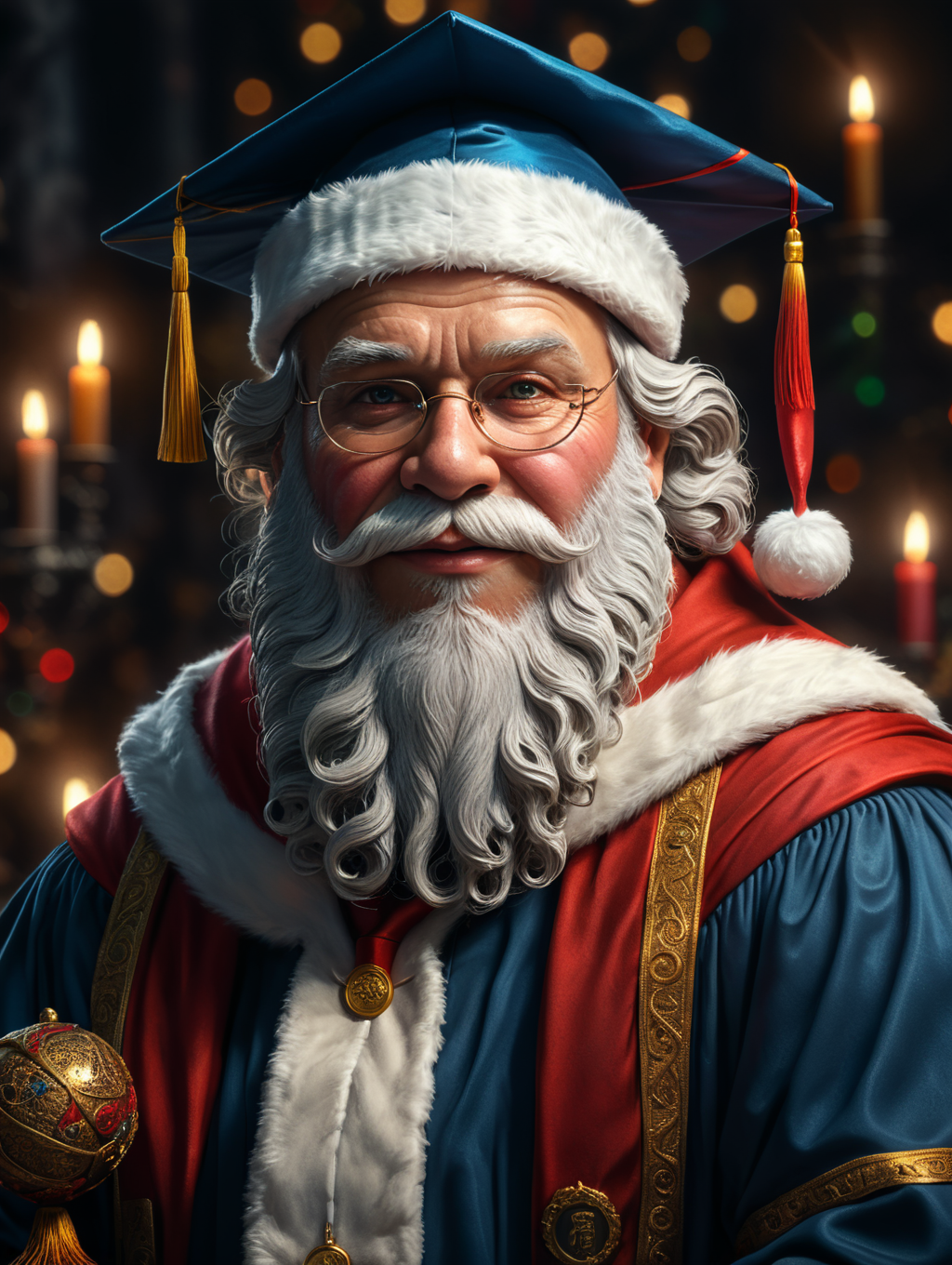 Premium Free ai Images | santa claus with graduation hat