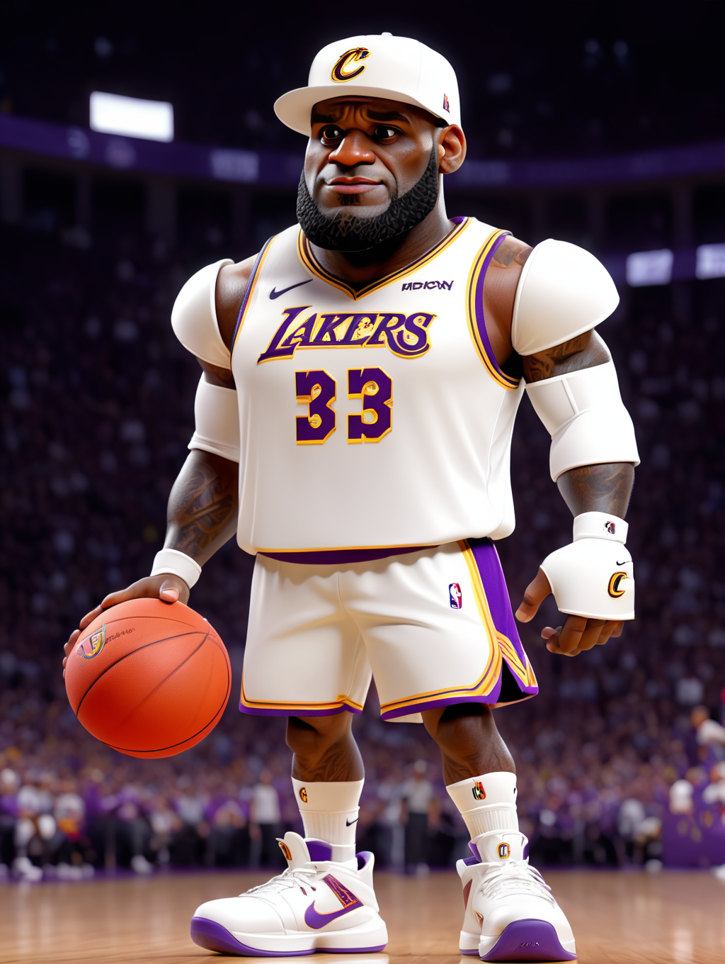 Premium Free ai Images | animated lebron james white white jersey and ...