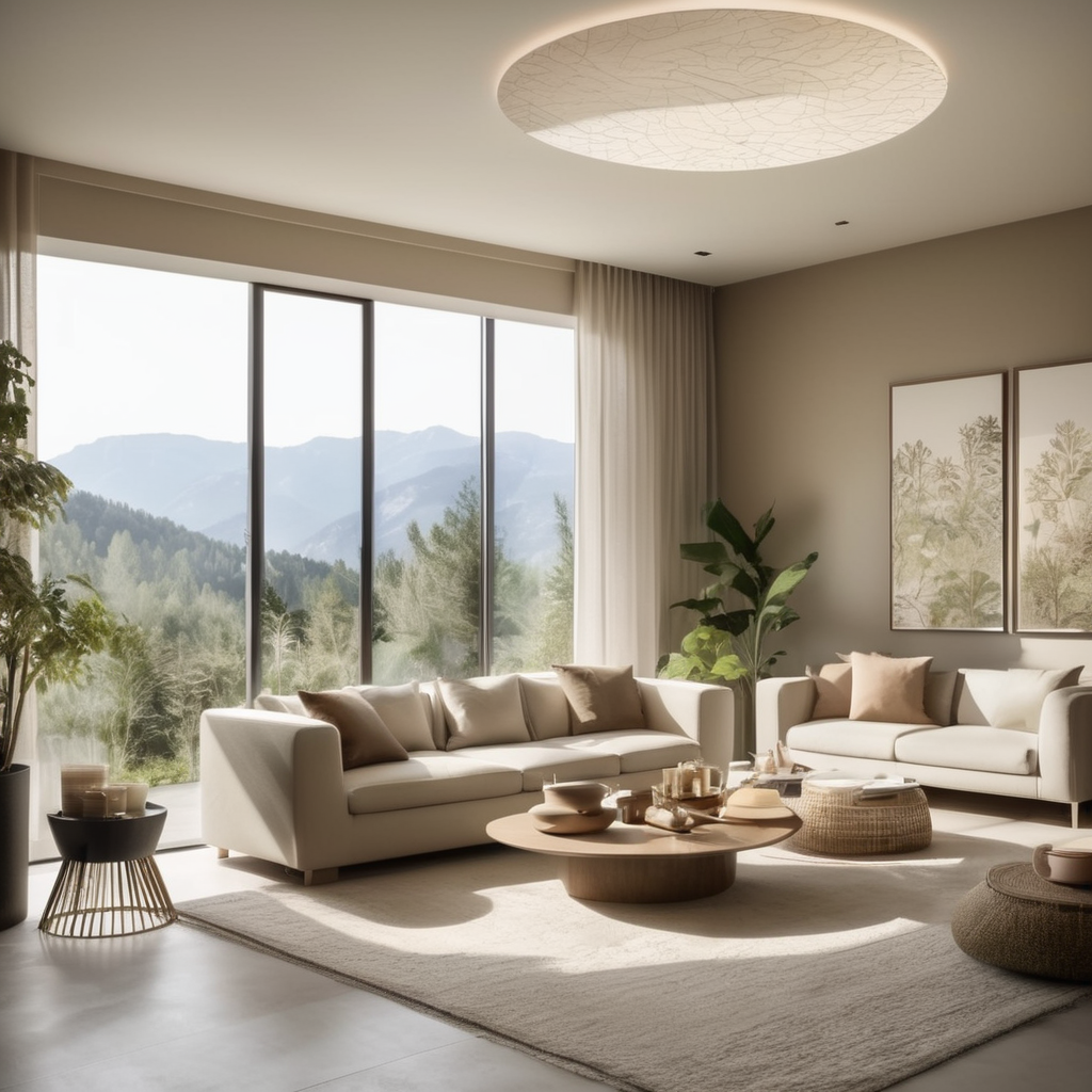 Premium Free ai Images | create barrisol design with nature inside home