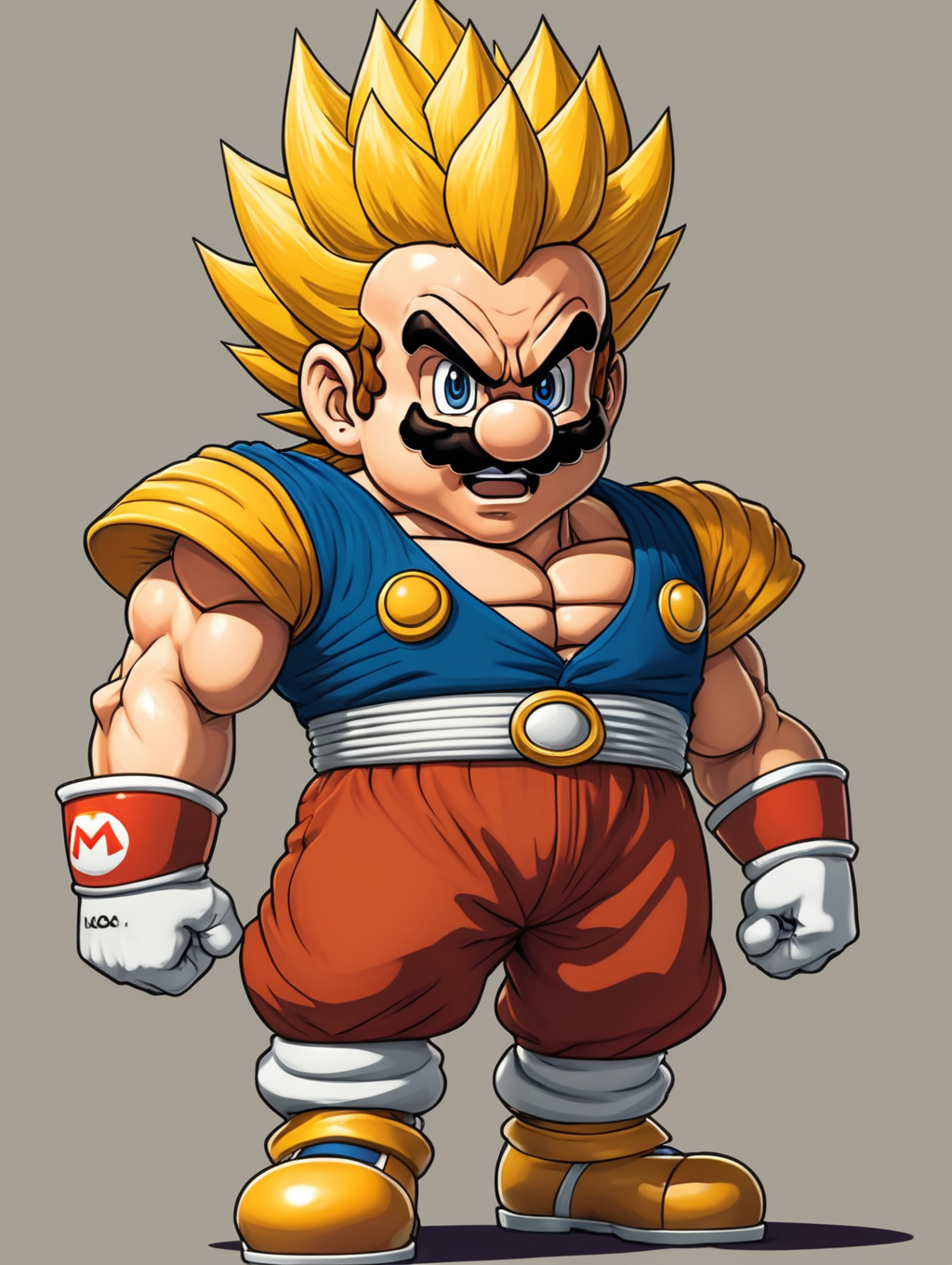 Premium Free ai Images | character fulbody of mario bross saiyan old ...