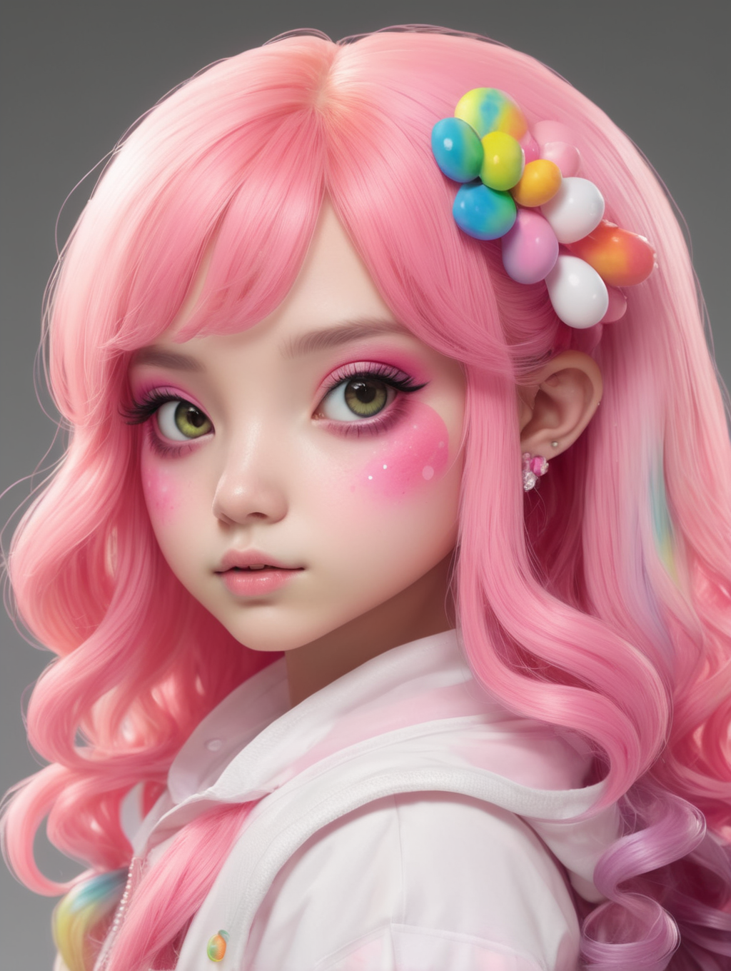 Premium Free ai Images | splatoon axolotl girl pop star pink white and ...