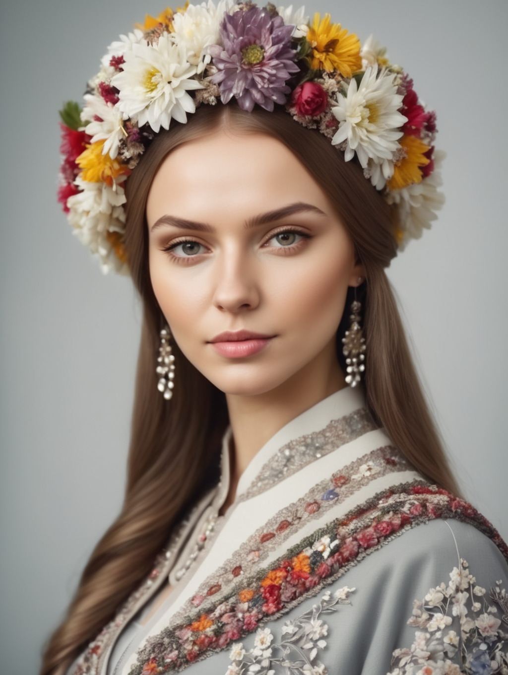 Premium Free ai Images | young woman of slavic appearance in kokoshnik ...