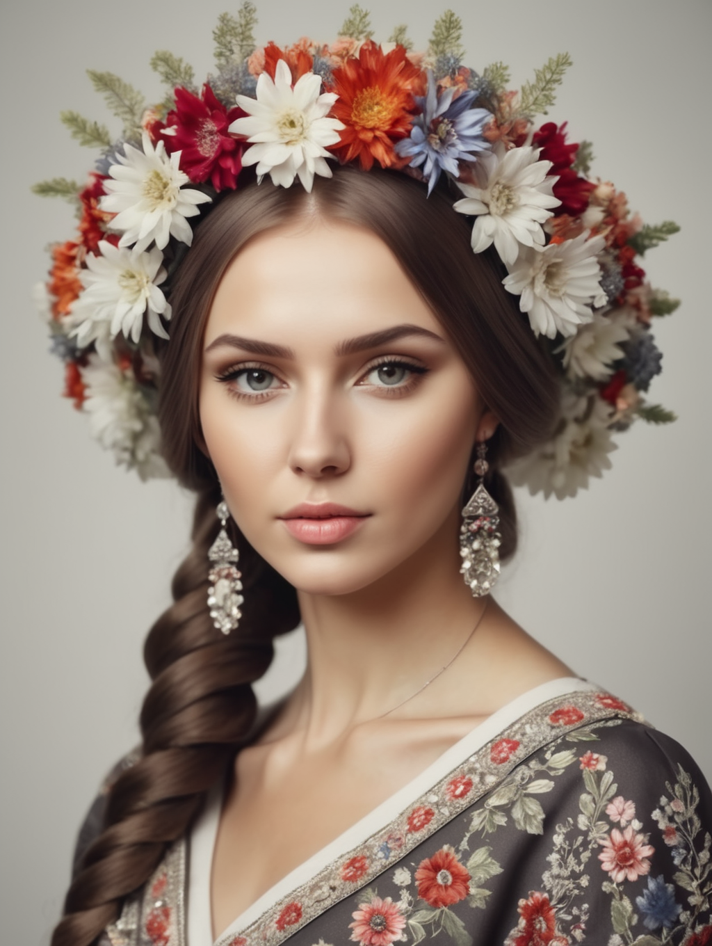 Premium Free ai Images | young woman of slavic appearance in kokoshnik ...