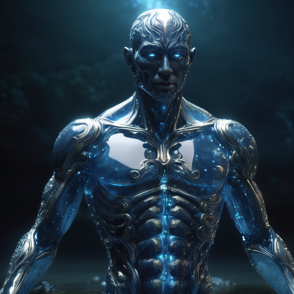 Premium Free ai Images | humanoid made entirely of god luminescent and ...