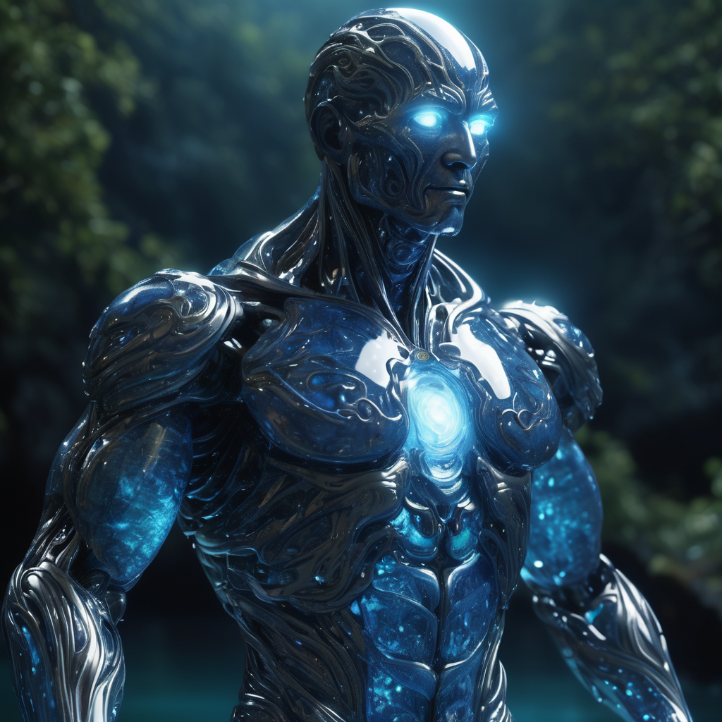 Premium Free ai Images | humanoid made entirely of god luminescent and ...