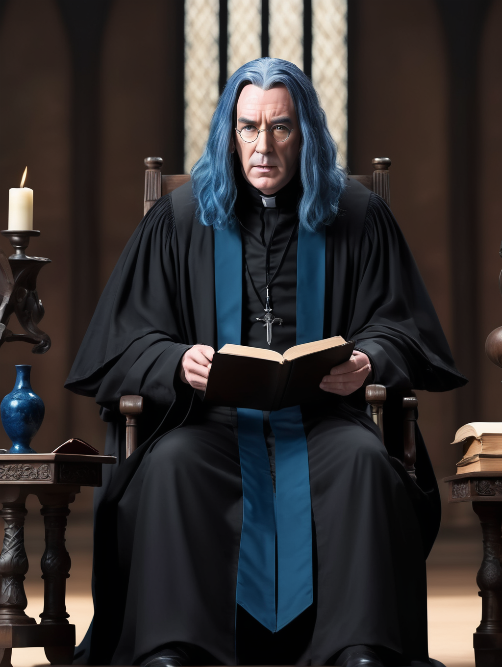 Premium Free ai Images | professor snape from harry potter with blue ...