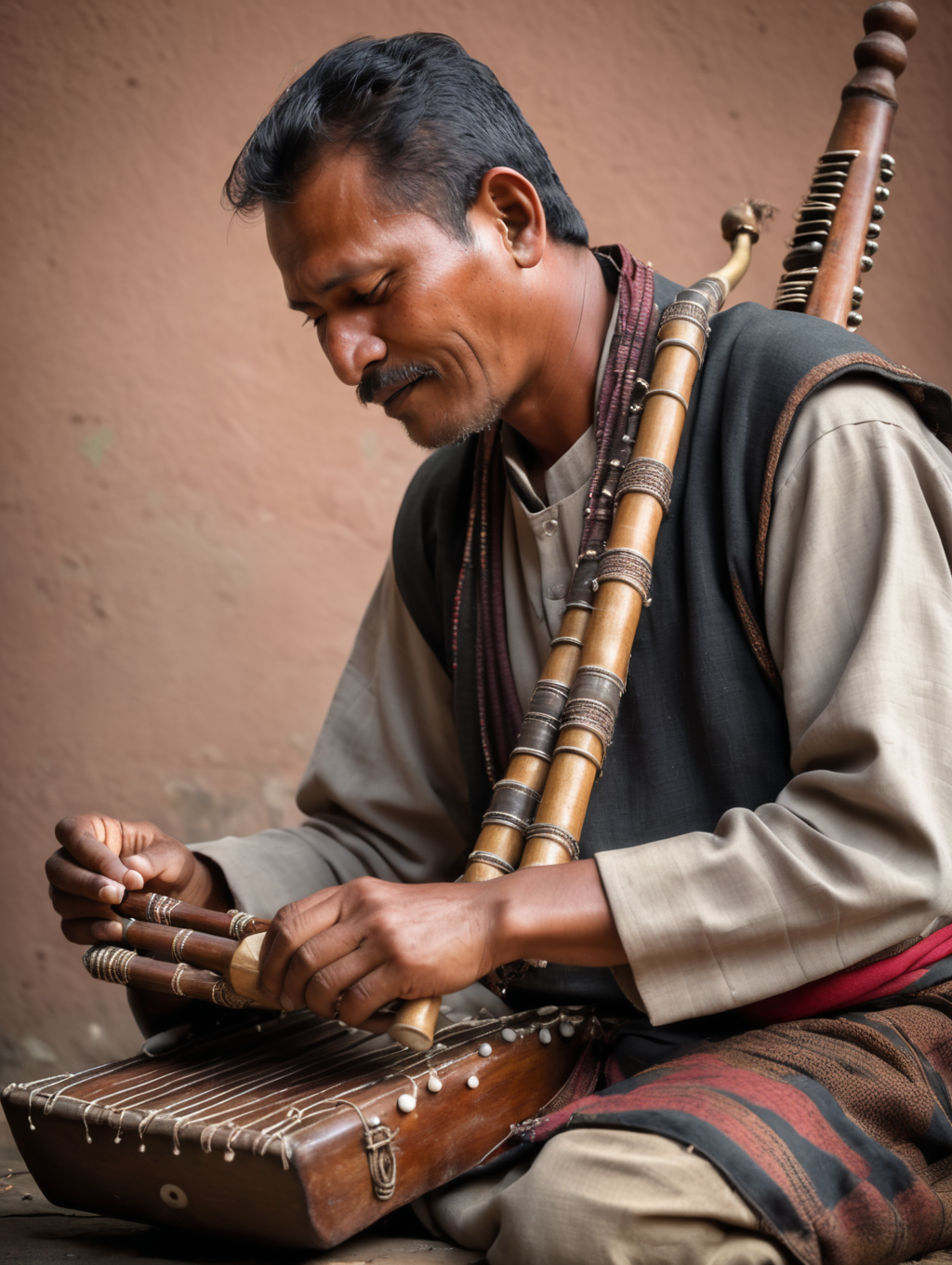 Premium Free ai Images | gaine the traditional musician of nepal ...
